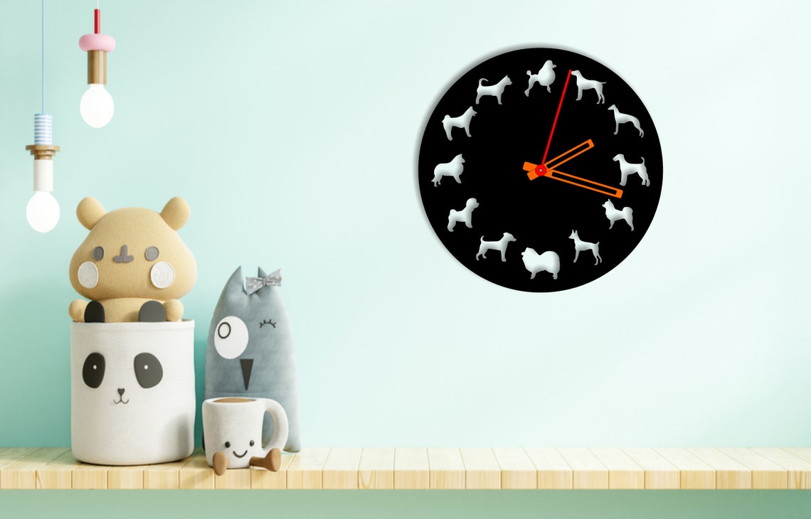 Wall Clock Dog Laser Cut Dxf Glowforge Svg Xtool D1 CNC - Etsy