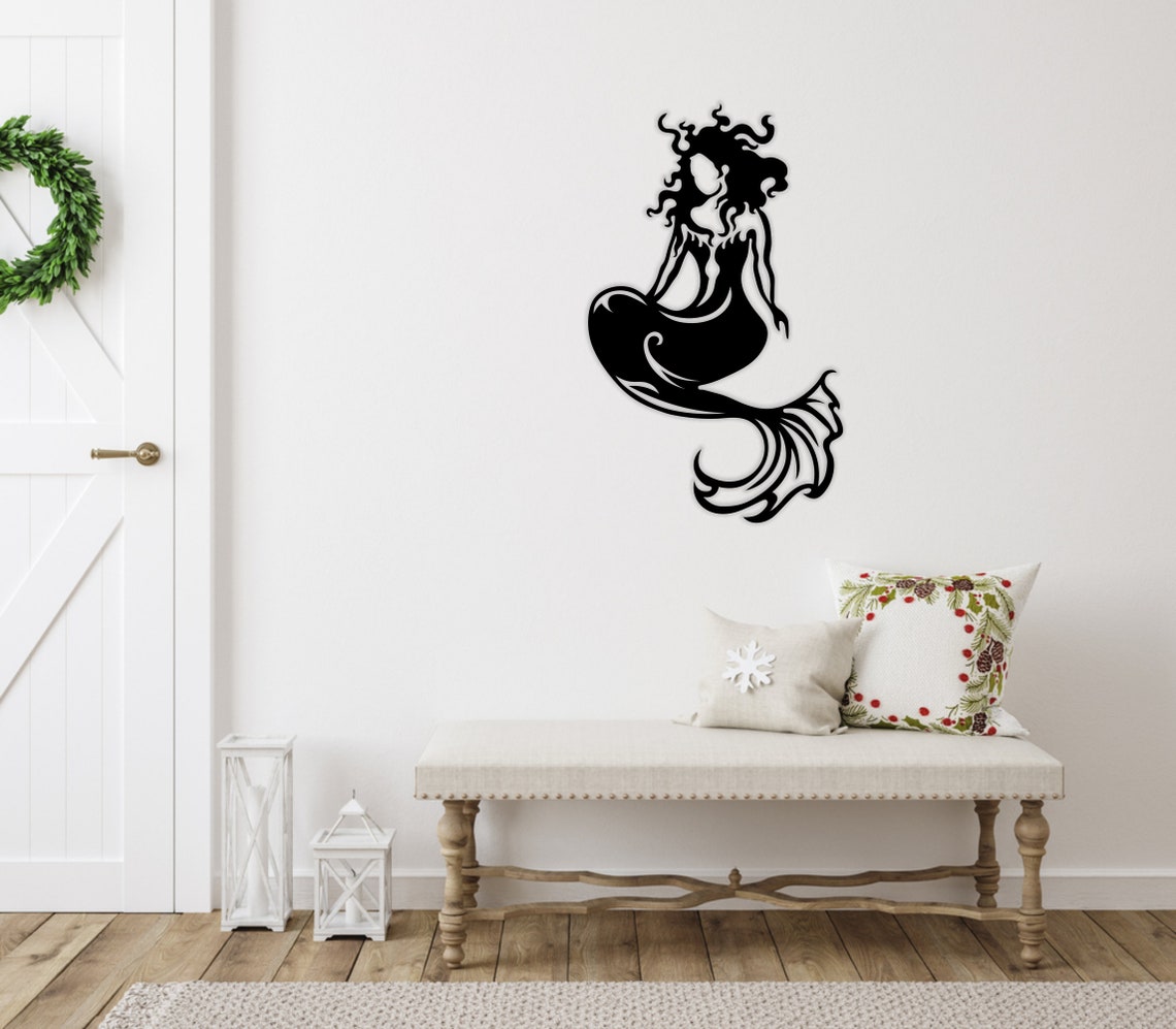Mermaid Laser Cut Dxf Glowforge Svg Xtool File Wall Art CNC Router ...