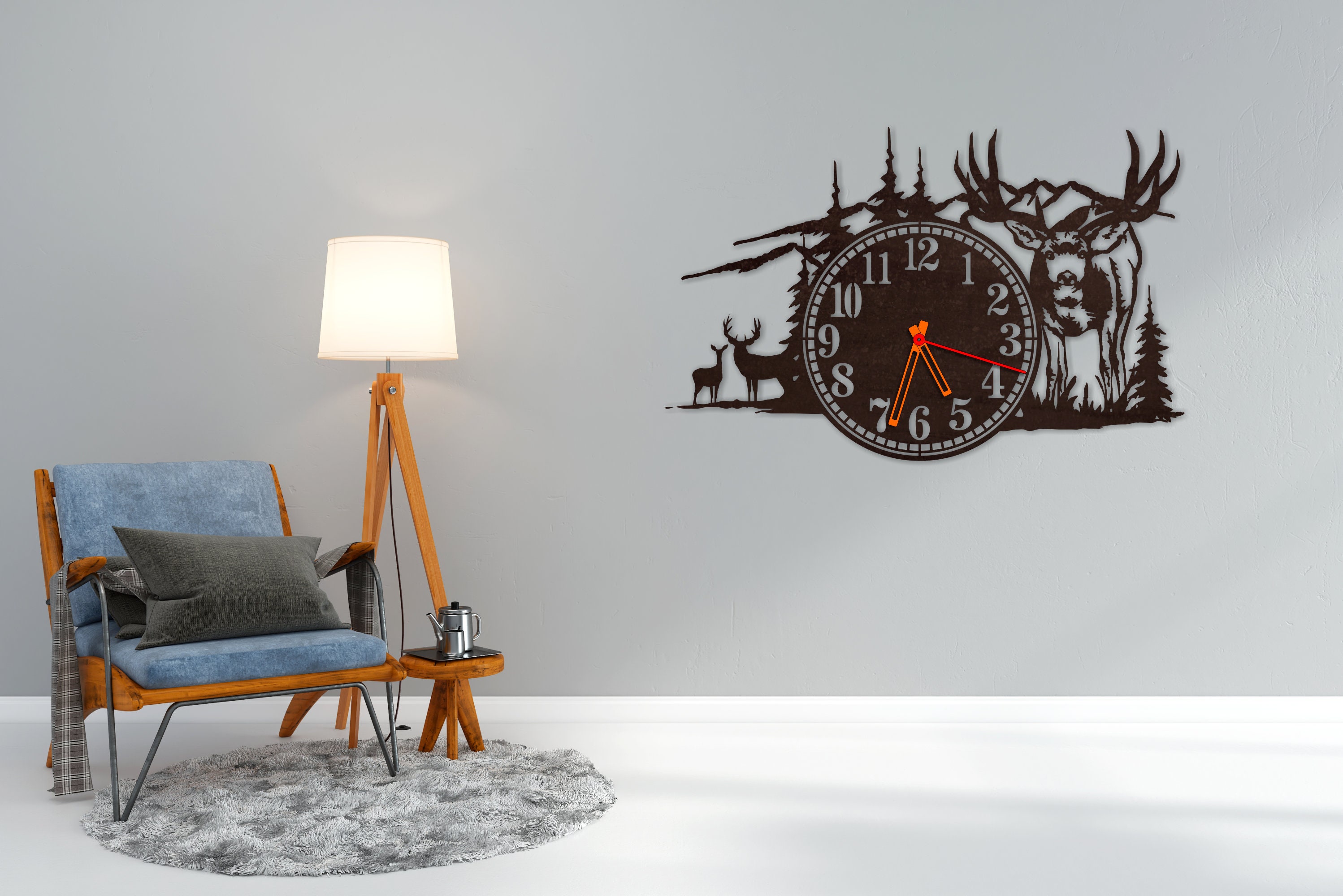 Wall Clock Deer in the Mountains Laser Cut Dxf Glowforge Svg - Etsy