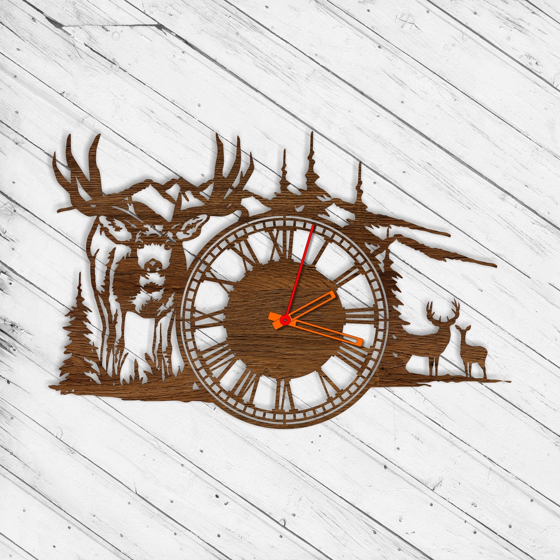 Wall Clock Deer in the Mountains Laser Cut Dxf Glowforge Svg - Etsy