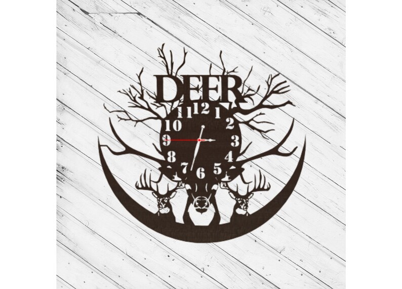 Wall Clock Deer Laser Cut Dxf Glowforge Svg Xtool D1 Template - Etsy