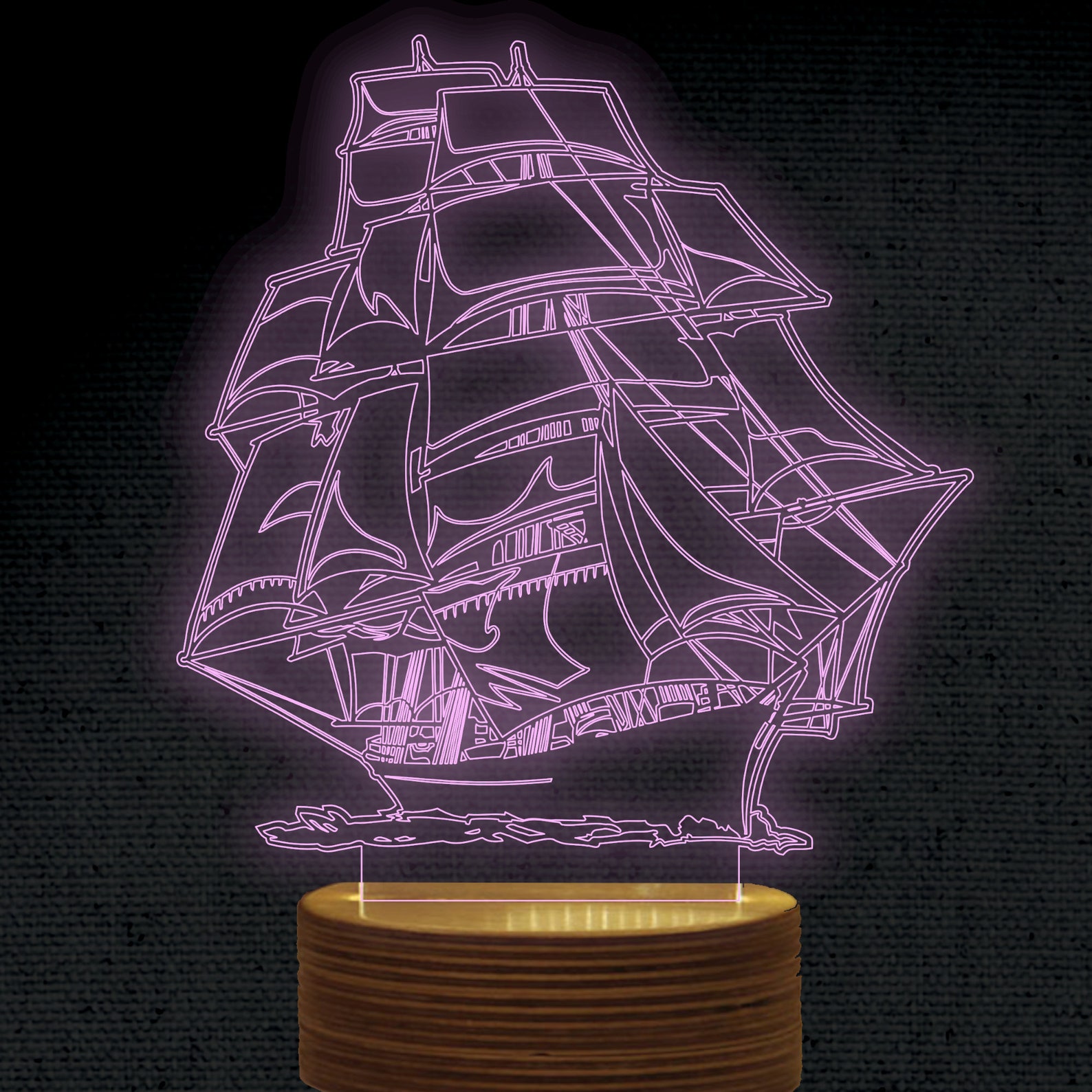 Ship 3D Illusion Acrylic Hologram Night Led Lamp Laser Cut Engraving ...