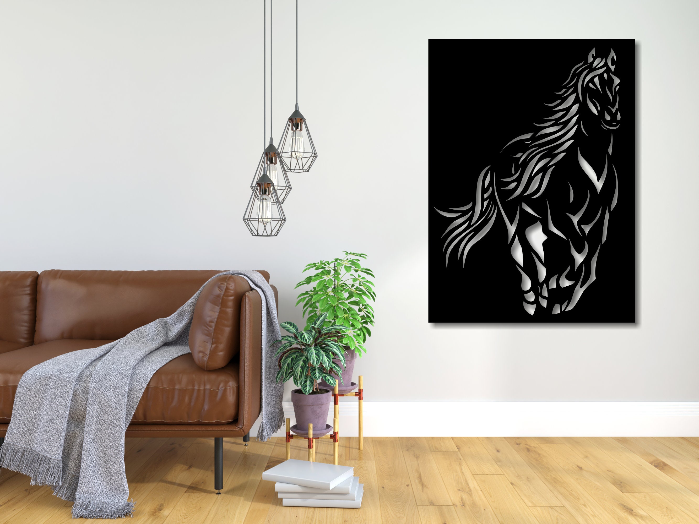 Caballo Corte Láser Dxf Glowforge Svg xTool D1 Archivo Pared Arte ...