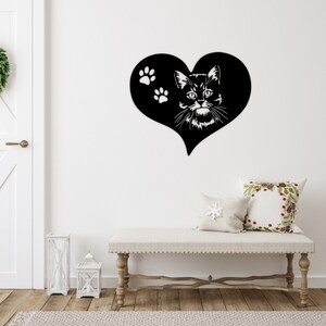 Cat in Heart Wall Decor Laser Cut Dxf Glowforge Svg Xtool CNC Router ...