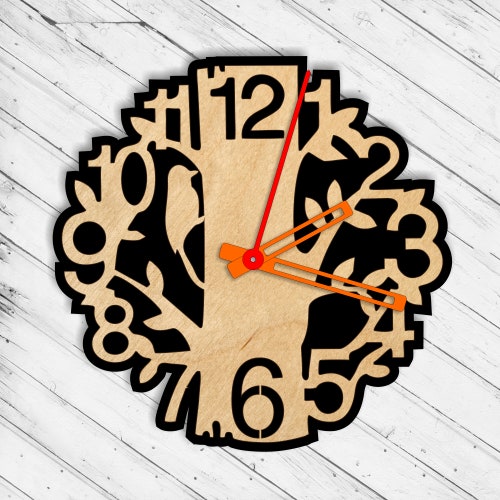 Wall Clock Tree Laser Cut Dxf Glowforge Svg Xtool D1 CNC - Etsy