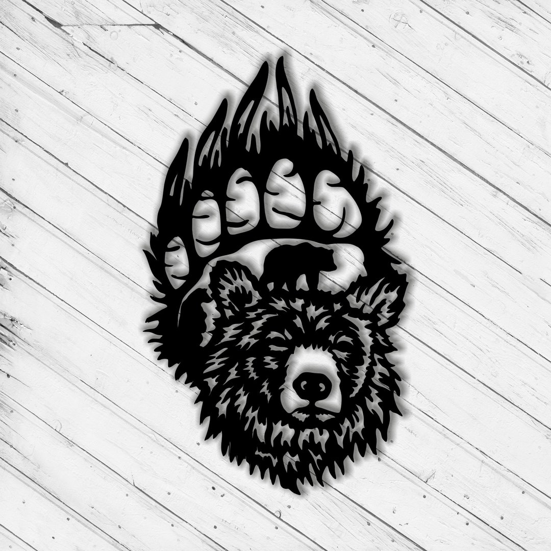 Bear Paw Laser Cut Dxf Glowforge Svg Xtool D1 Wall Art Decor Pattern ...