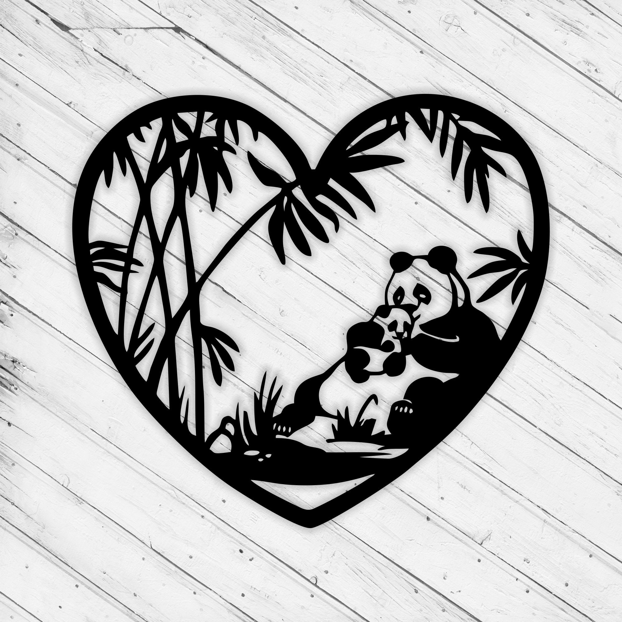 Panda Con Spade Laser Laser Cut Panda Etsy