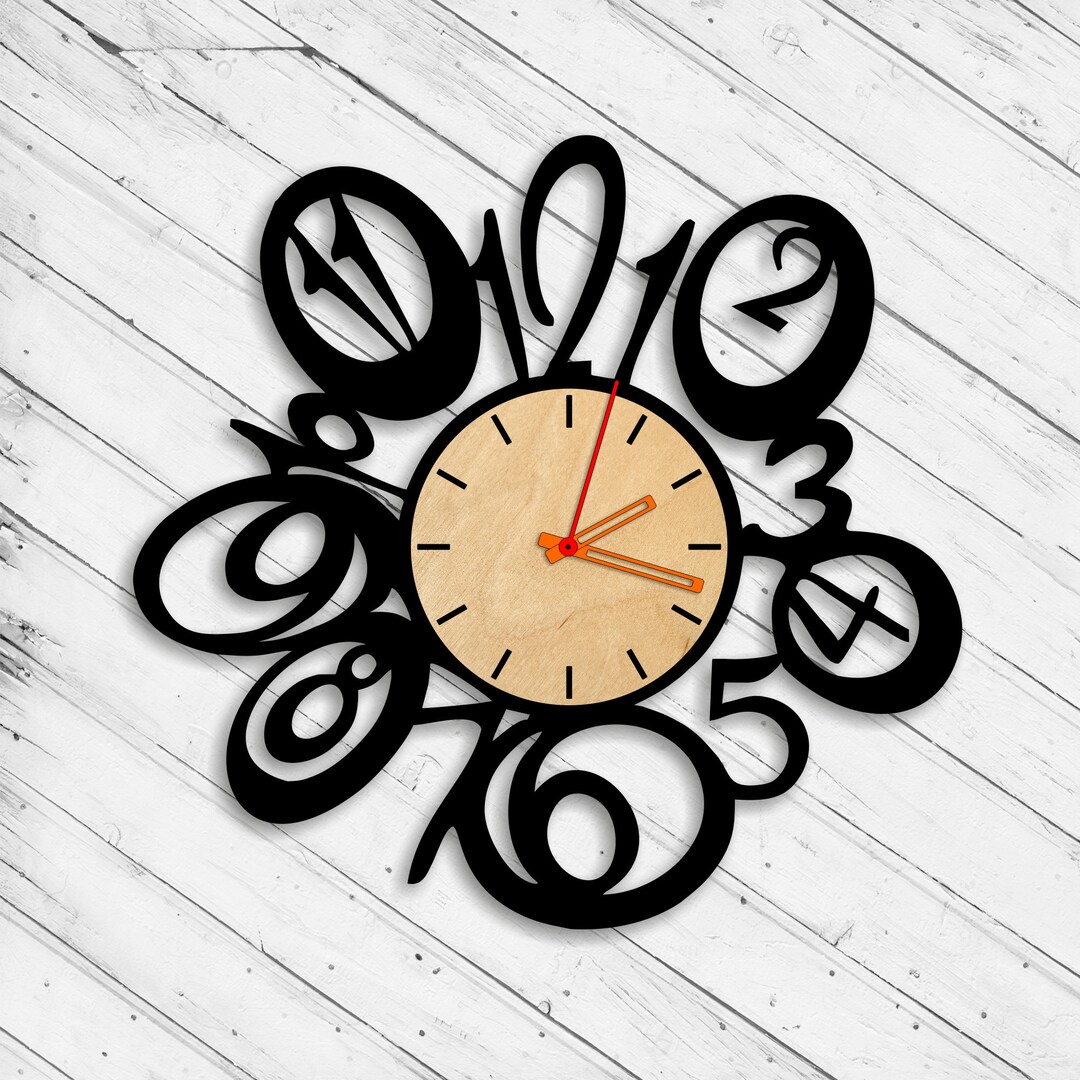 Numeric Wall Clock Laser Cut Dxf Glowforge Svg Xtool D1 CNC Cutting ...