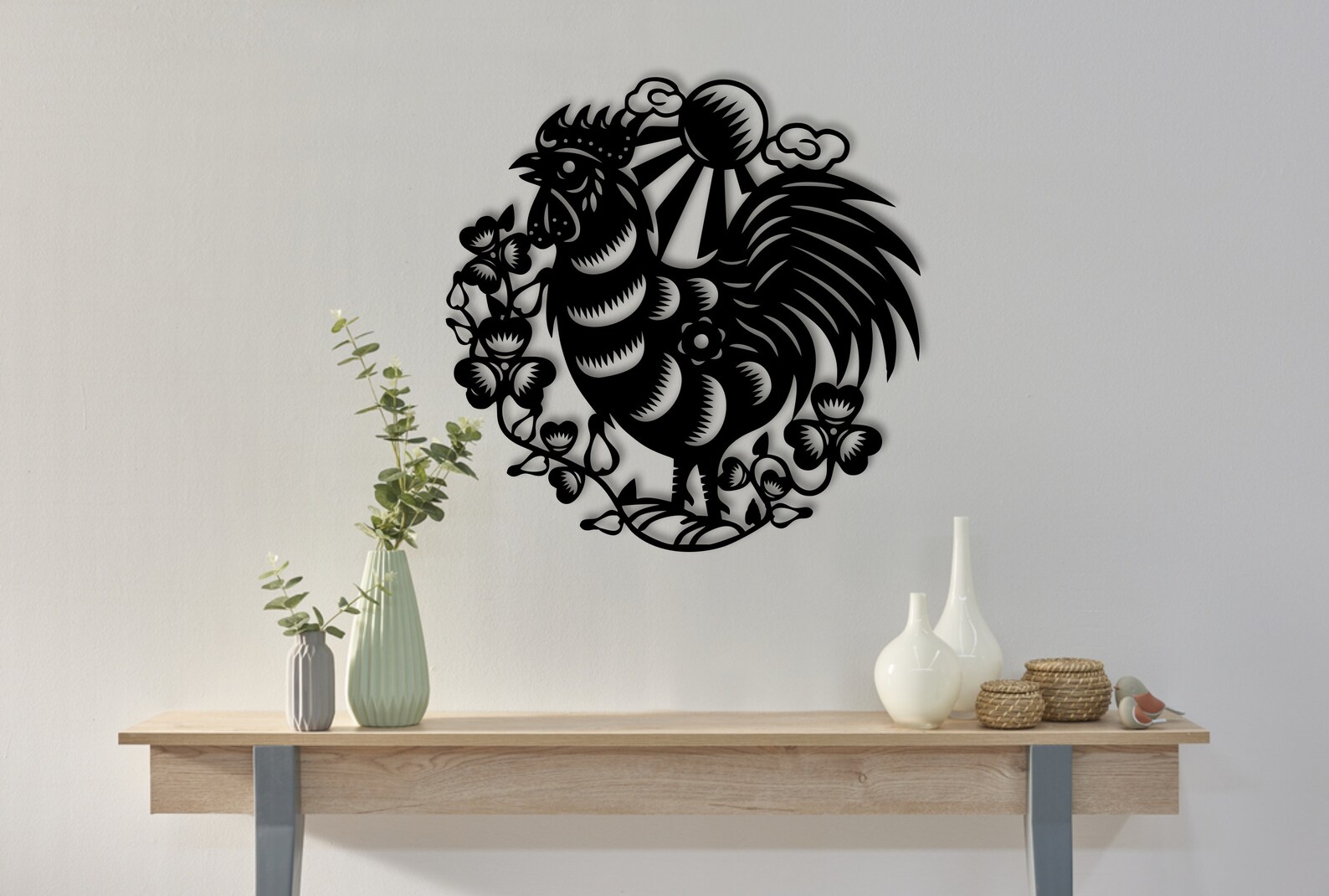 Rooster Wall Art Decor Laser Cut Dxf Glowforge Svg Xtool D1 - Etsy