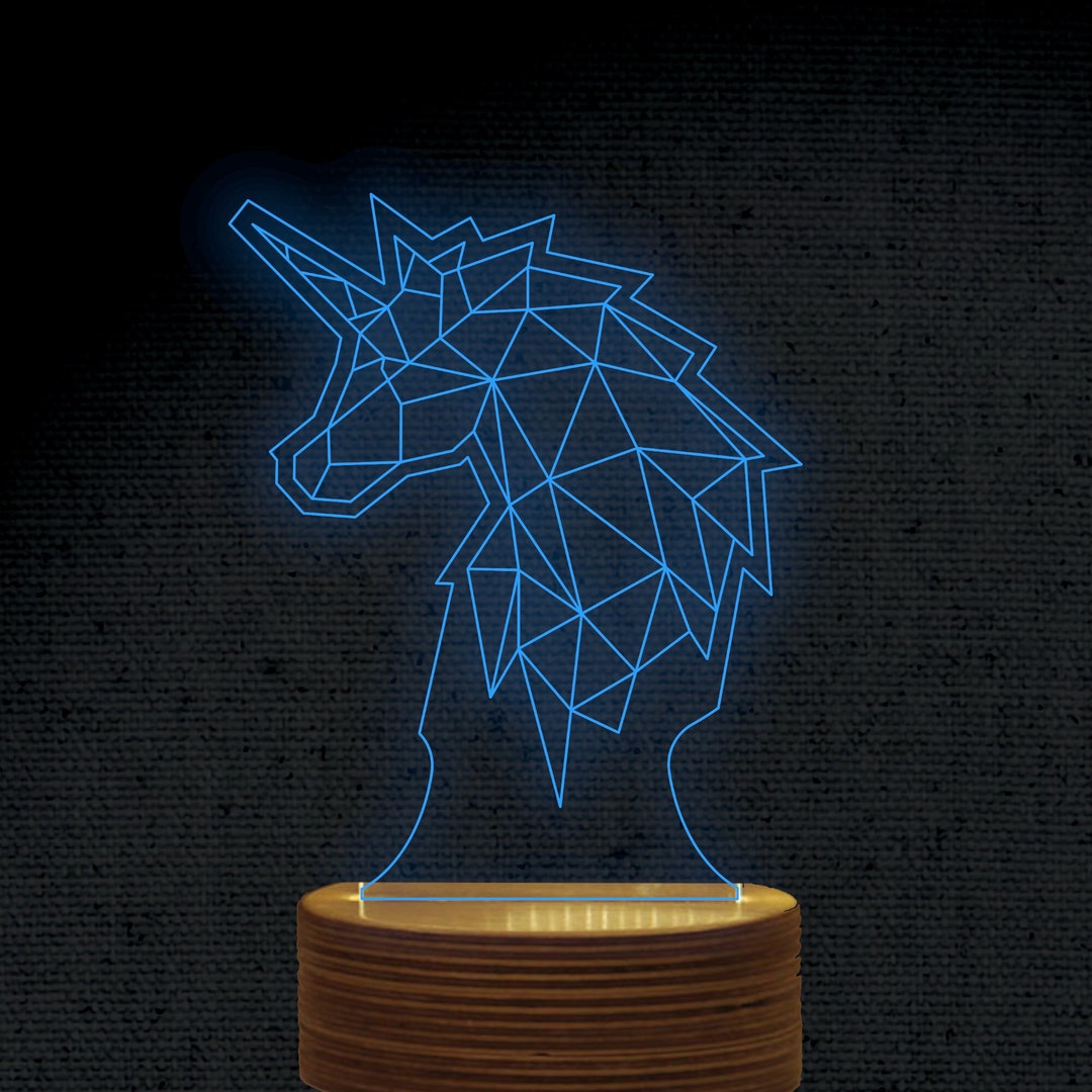Unicorn 3D Illusion Acrylic Hologram Night Led Lamp Laser Cut Engraving ...