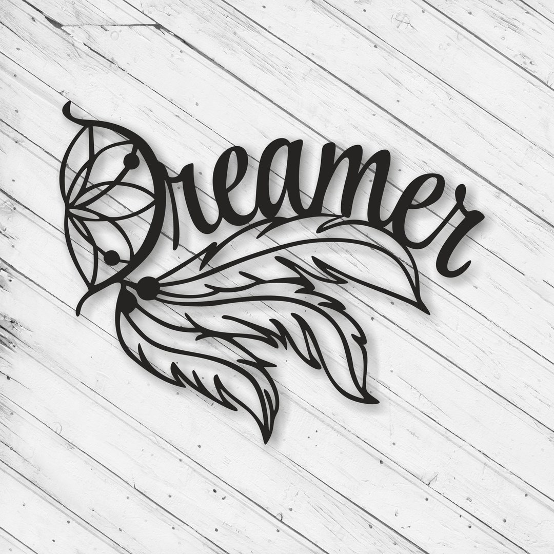 Dreamer Feather Wall Art Laser Cut Dxf Glowforge Svg Xtool D1 CNC ...