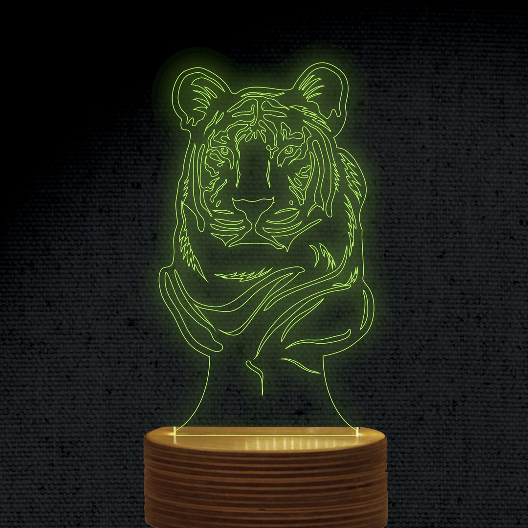Tiger 3D Illusion Acrylic Hologram Night Led Lamp Laser Cut Engraving ...