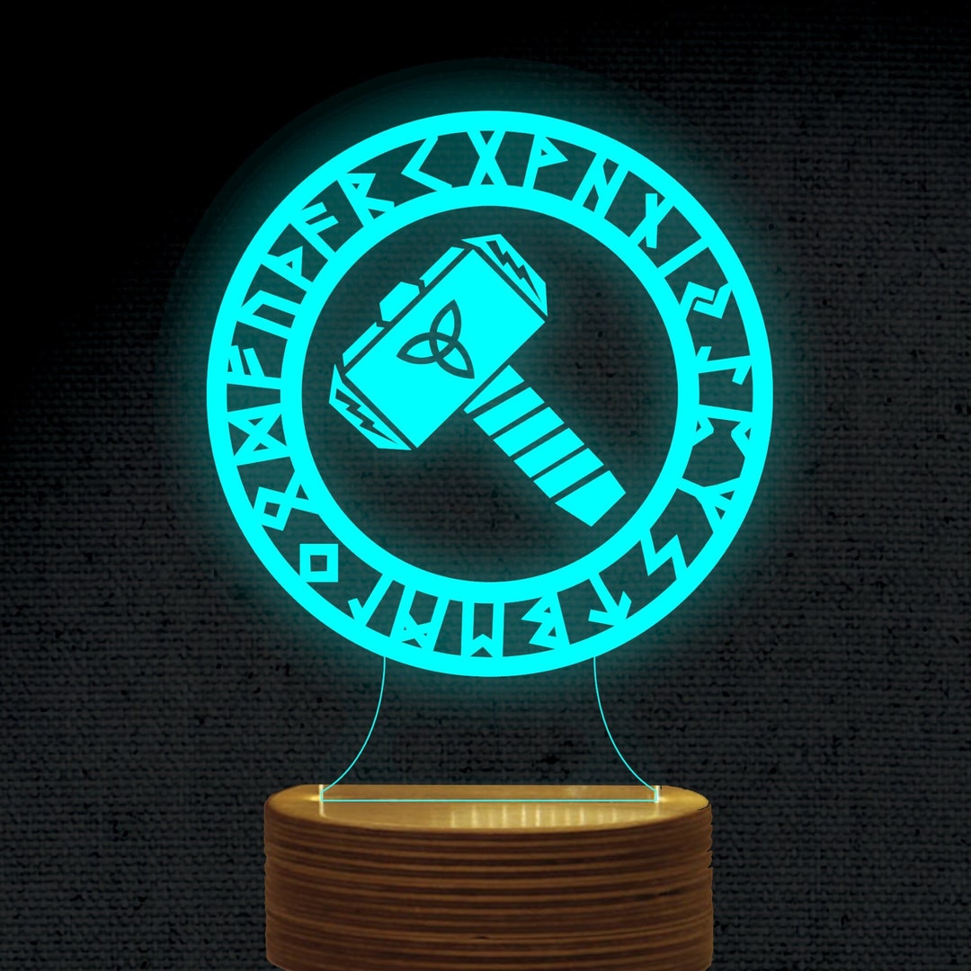 Scandinavian Rune 3D Illusion Acrylic Hologram Night Led Lamp Laser Cut ...