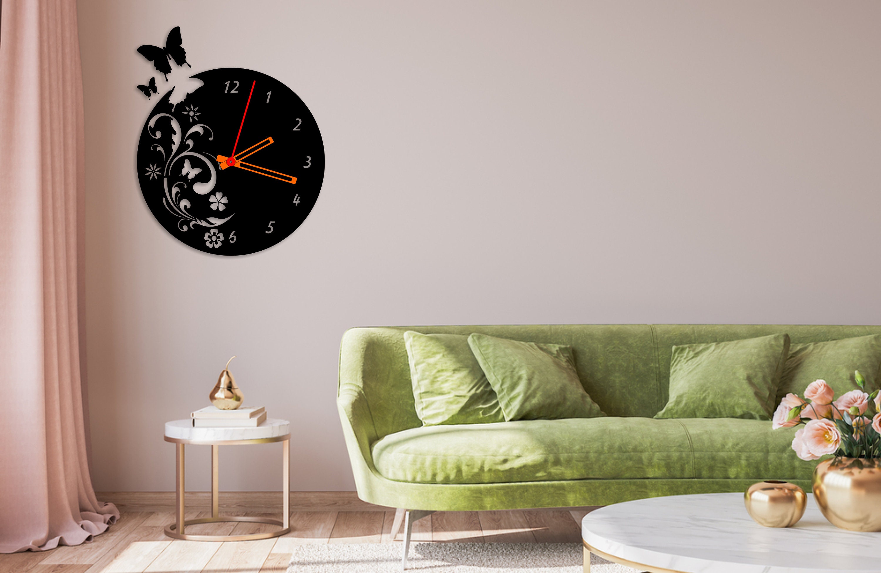 Wall Clock Butterfly Laser Cut Dxf Glowforge Svg Xtool D1 CNC - Etsy