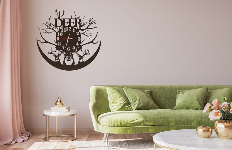 Wall Clock Deer Laser Cut Dxf Glowforge Svg Xtool D1 Template - Etsy