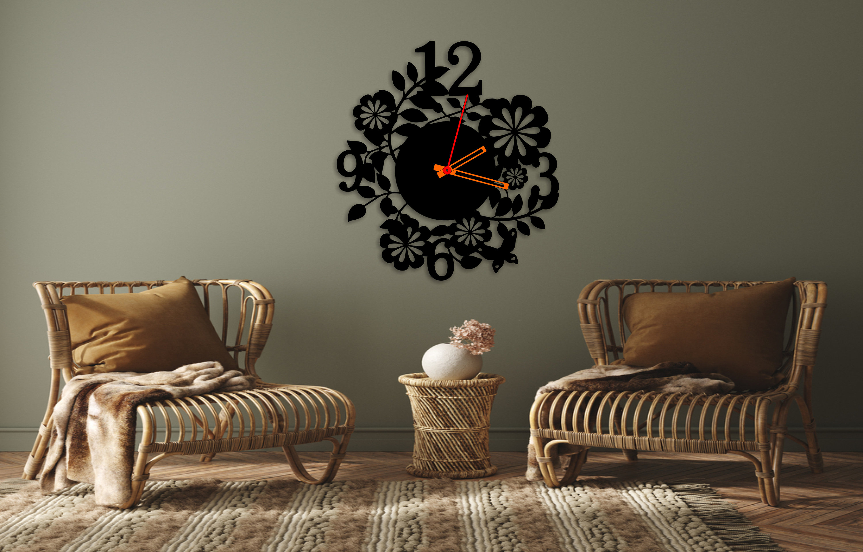 Wall Clock Flowers Laser Cut Dxf Glowforge Svg Xtool D1 CNC Cutting ...