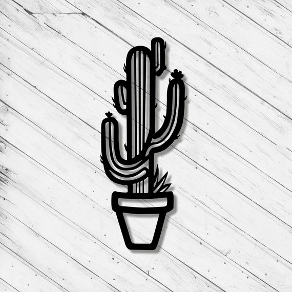 Cactus Laser Cut Dxf Glowforge Svg File CNC Router Wall Decor | Etsy