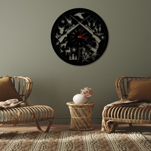 Hunting Wall Clock Laser Cut Dxf Glowforge Svg Xtool D1 CNC Cutting ...