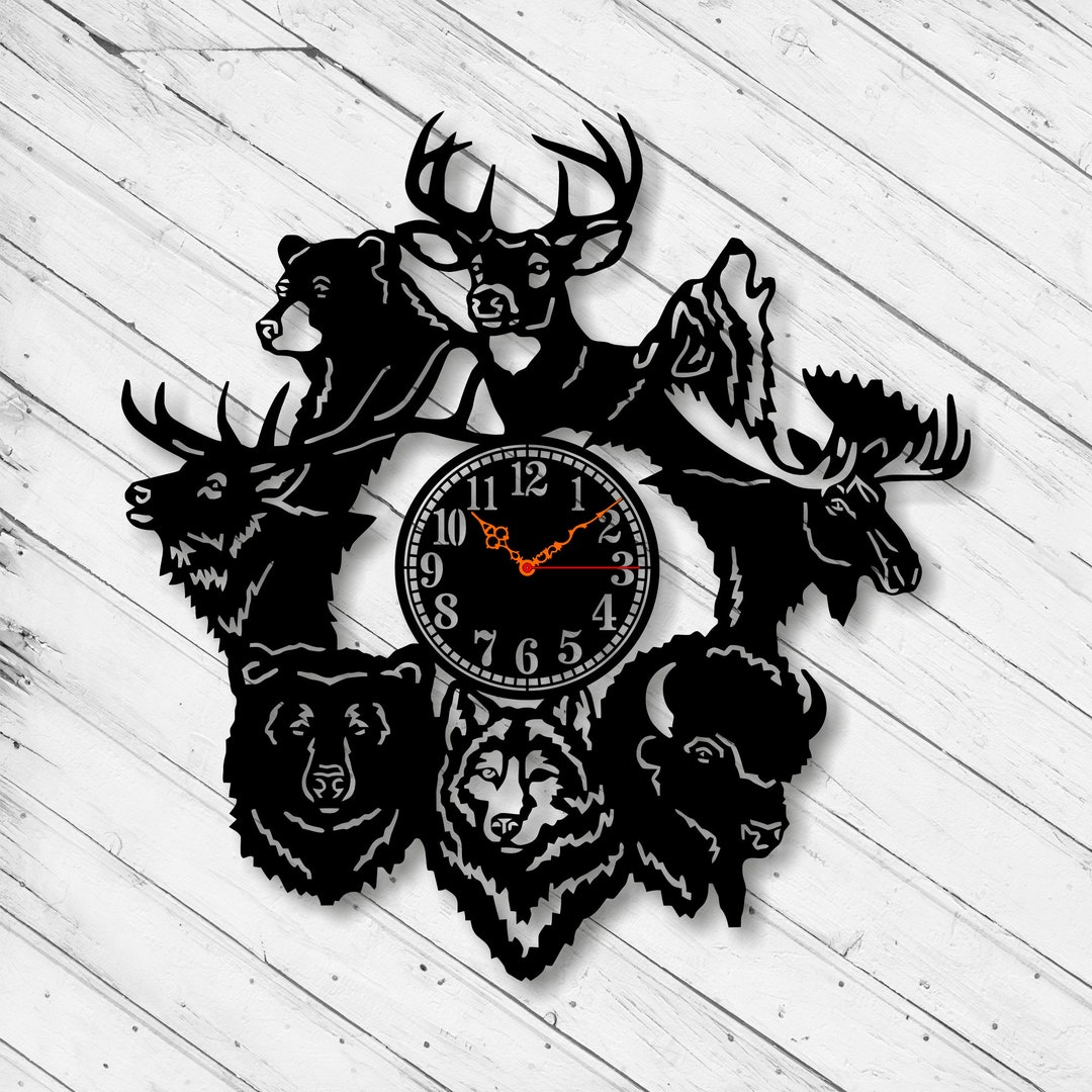 Wild Animals Clock Laser Cut Dxf Glowforge Svg Xtool D1 Template CNC ...