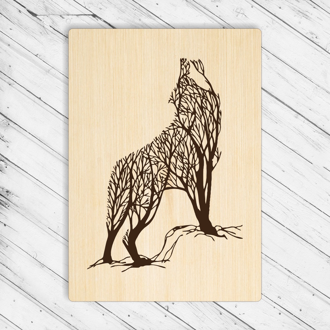 Wolf Tree Laser Cut Engraving Dxf Glowforge Svg Xtool D1 File Wall Art ...