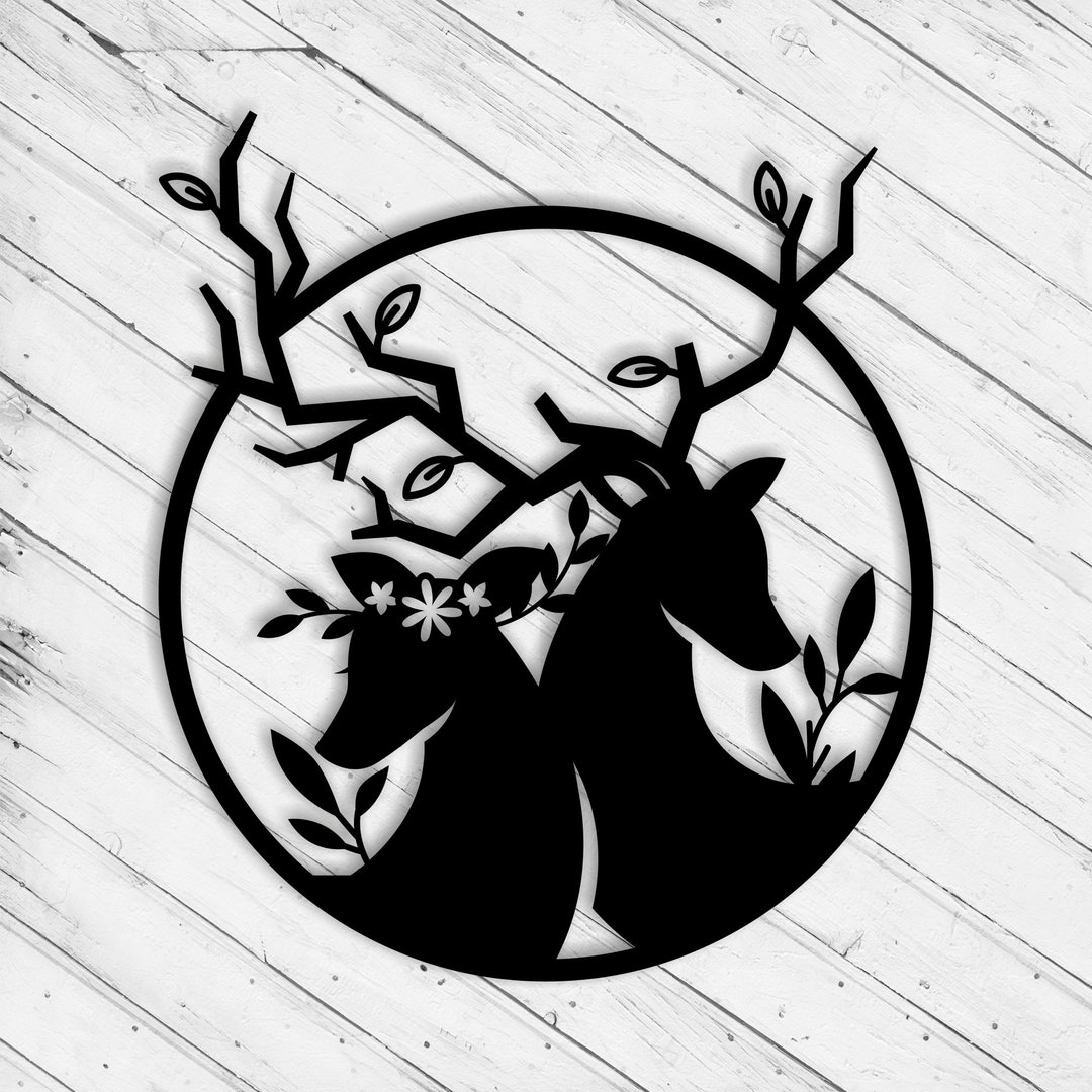 Deer Couple Laser Cut Dxf Glowforge Svg Xtool CNC Router Cutting Vinyl ...