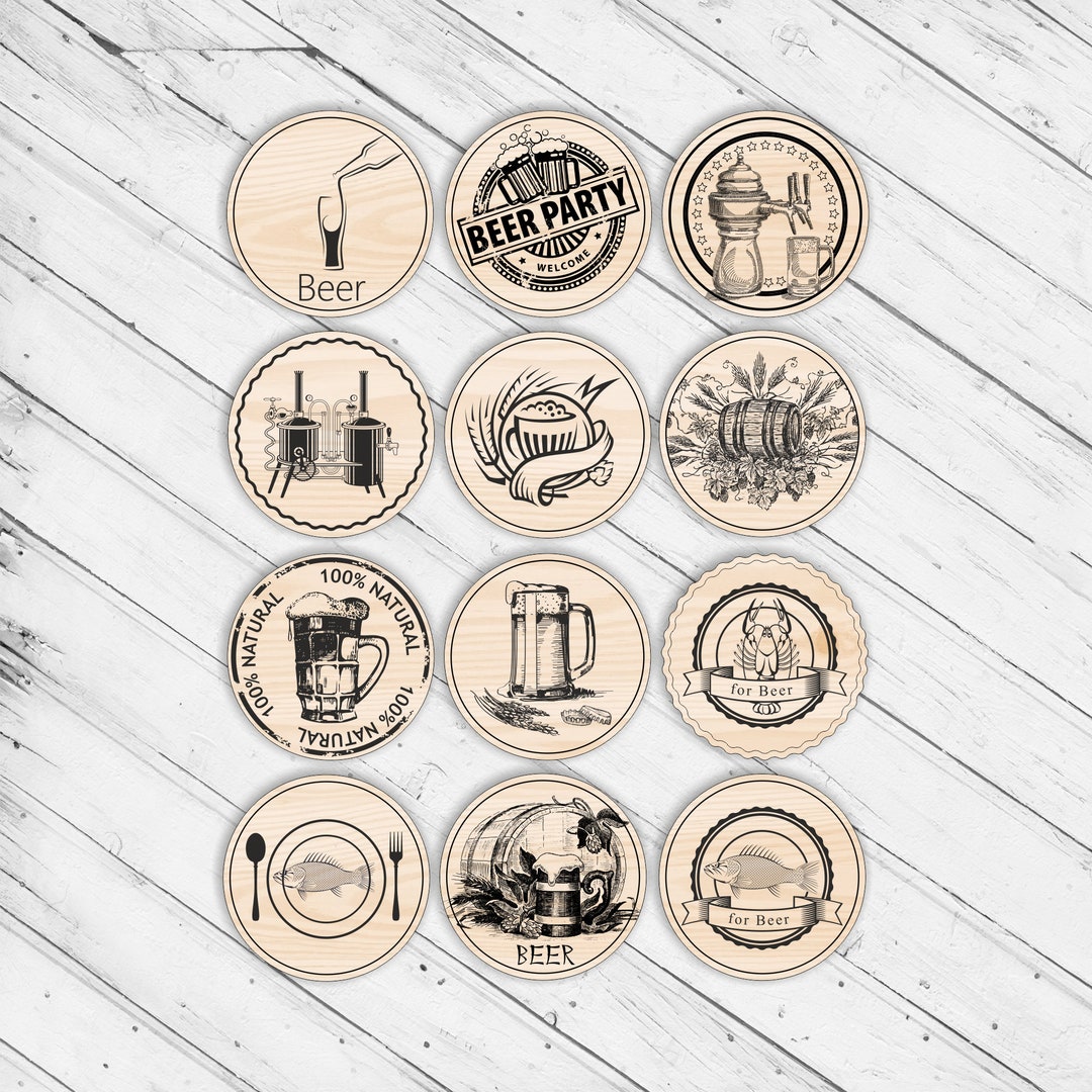 Beer Coaster Laser Cut Dxf Glowforge Svg Xtool D1 Plan Template CNC ...