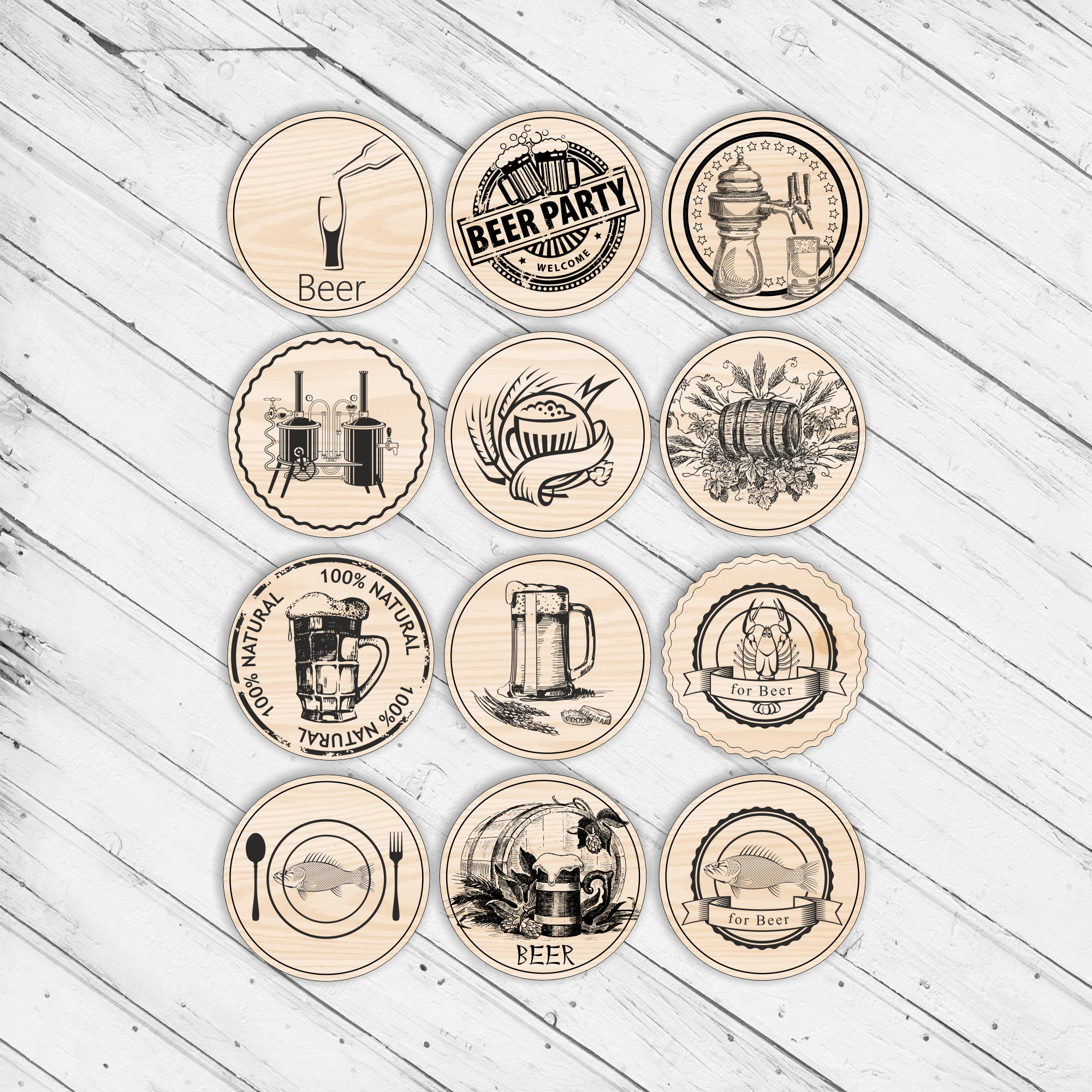 Beer Coaster Laser Cut Dxf Glowforge Svg Xtool D1 Plan - Etsy Canada