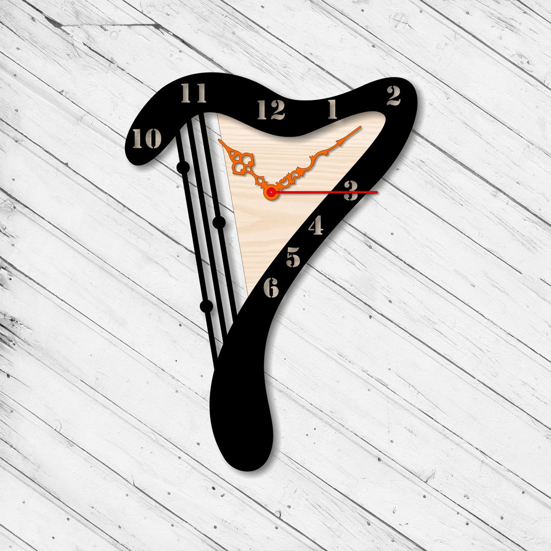 Wall Clock Harp Laser Cut Dxf Glowforge Svg Template CNC Cutting Router ...