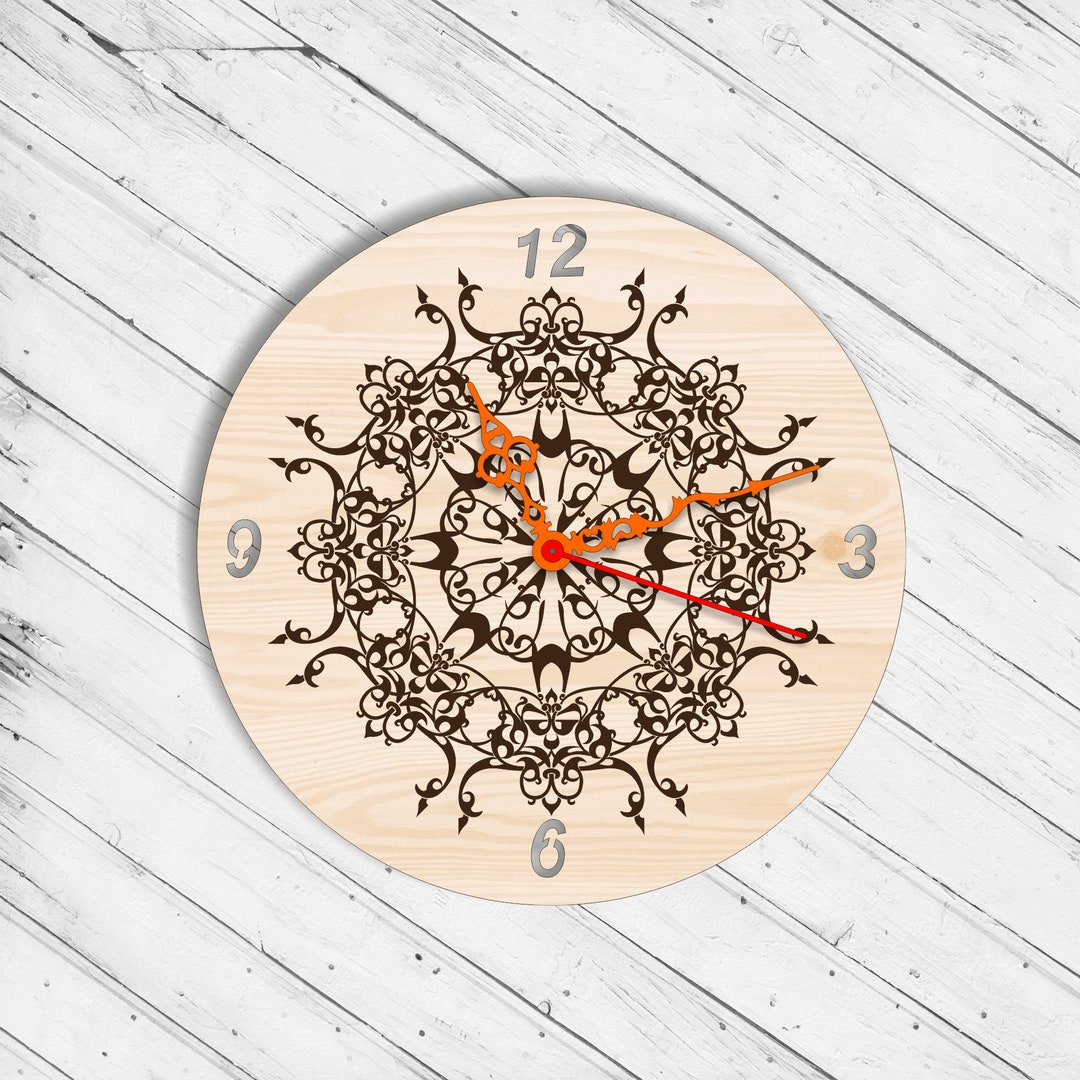 Wall Clock Laser Cut Dxf Glowforge Svg Template CNC Cutting Router ...