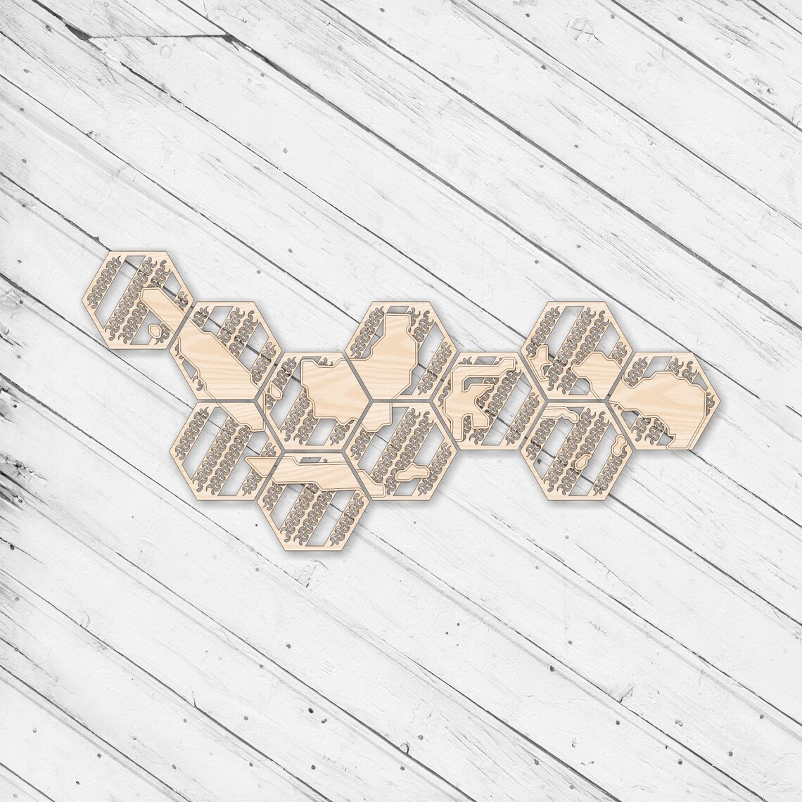 Hexagonal Indonesia Map Decor Laser Cut Dxf Glowforge Svg CNC Router ...