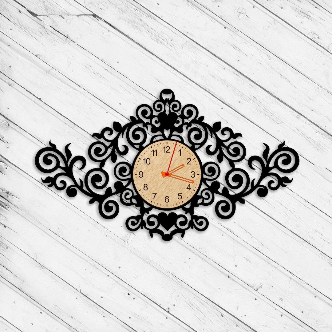 Decor Wall Clock Motif Laser Cut Dxf Glowforge Svg Xtool CNC Cutting ...