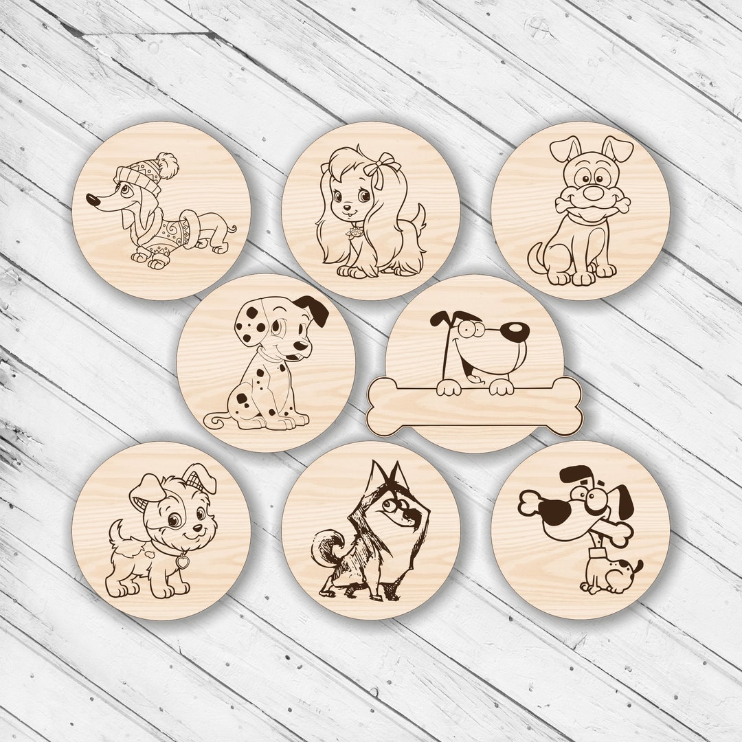 Dog Coaster Laser Cut Dxf Glowforge Svg Xtool D1 Plan Template CNC ...