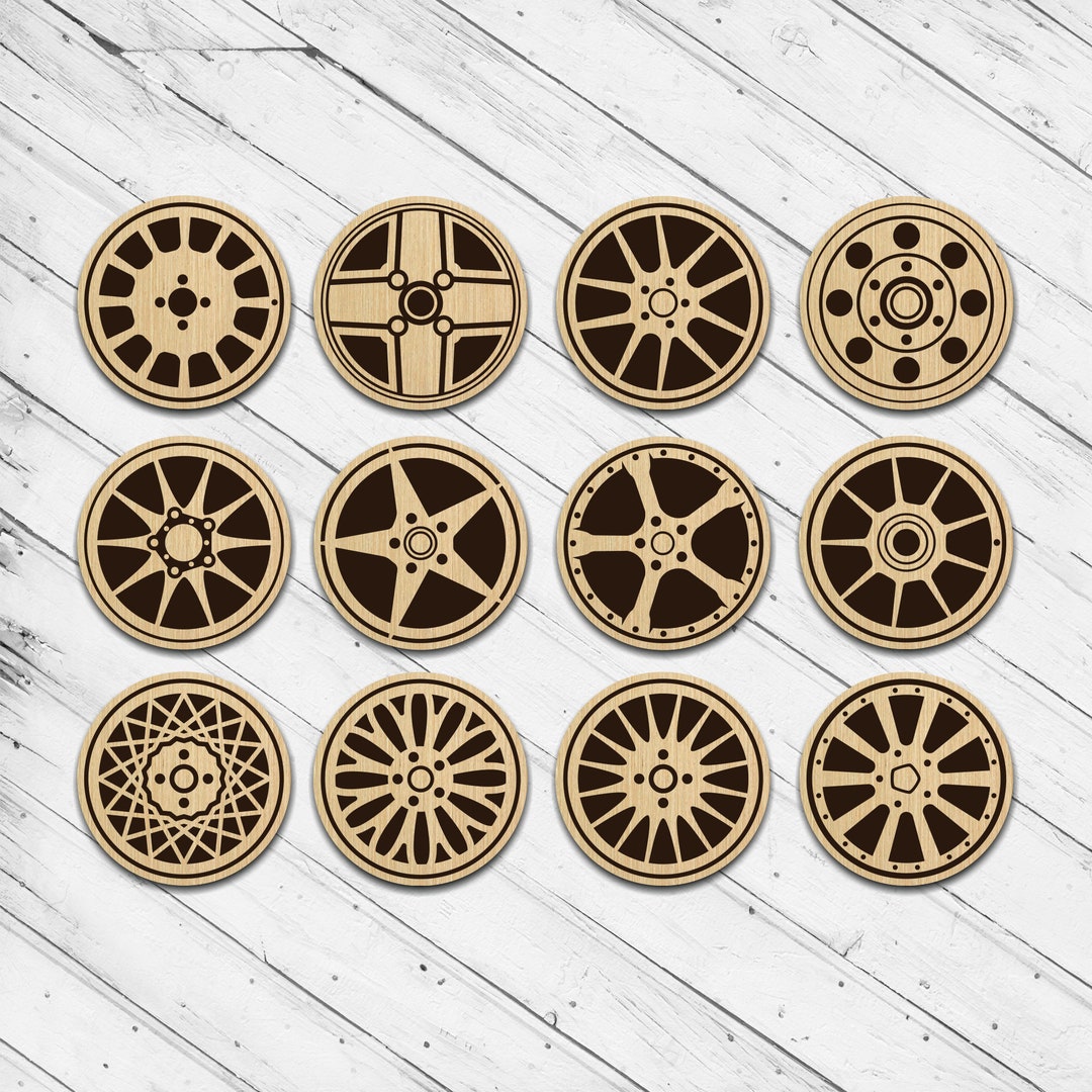 Wheel Coaster Bundle Laser Cut Dxf Glowforge Svg Template CNC Cutting ...