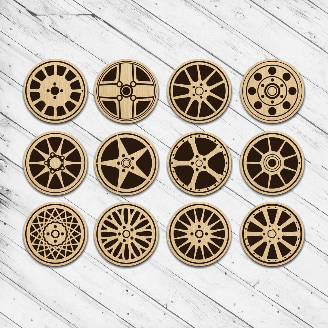 Wheel Coaster Bundle Laser Cut Dxf Glowforge Svg Template CNC - Etsy