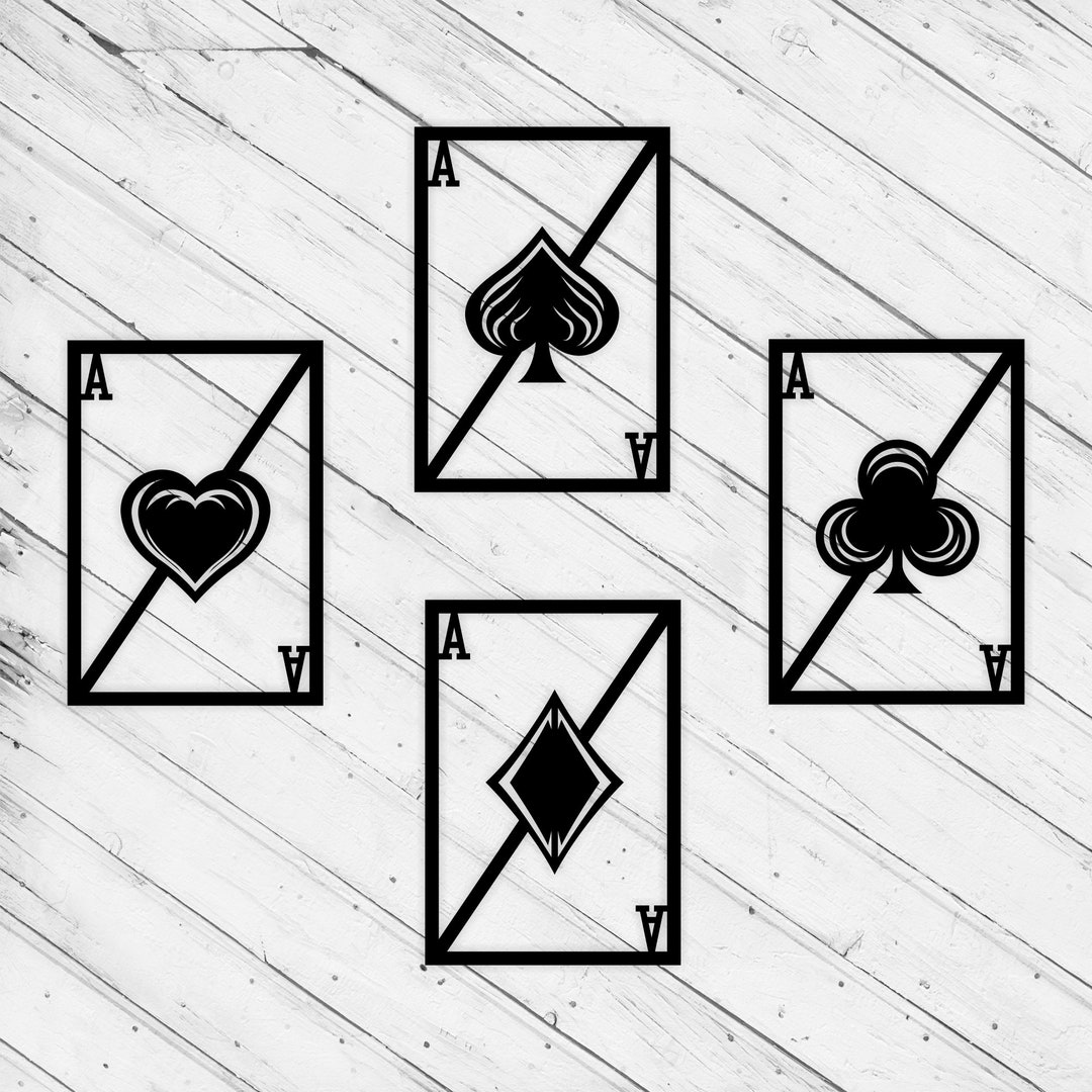 Aces Cards Wall Art Decor Laser Cut Dxf Glowforge Svg Xtool CNC Router ...