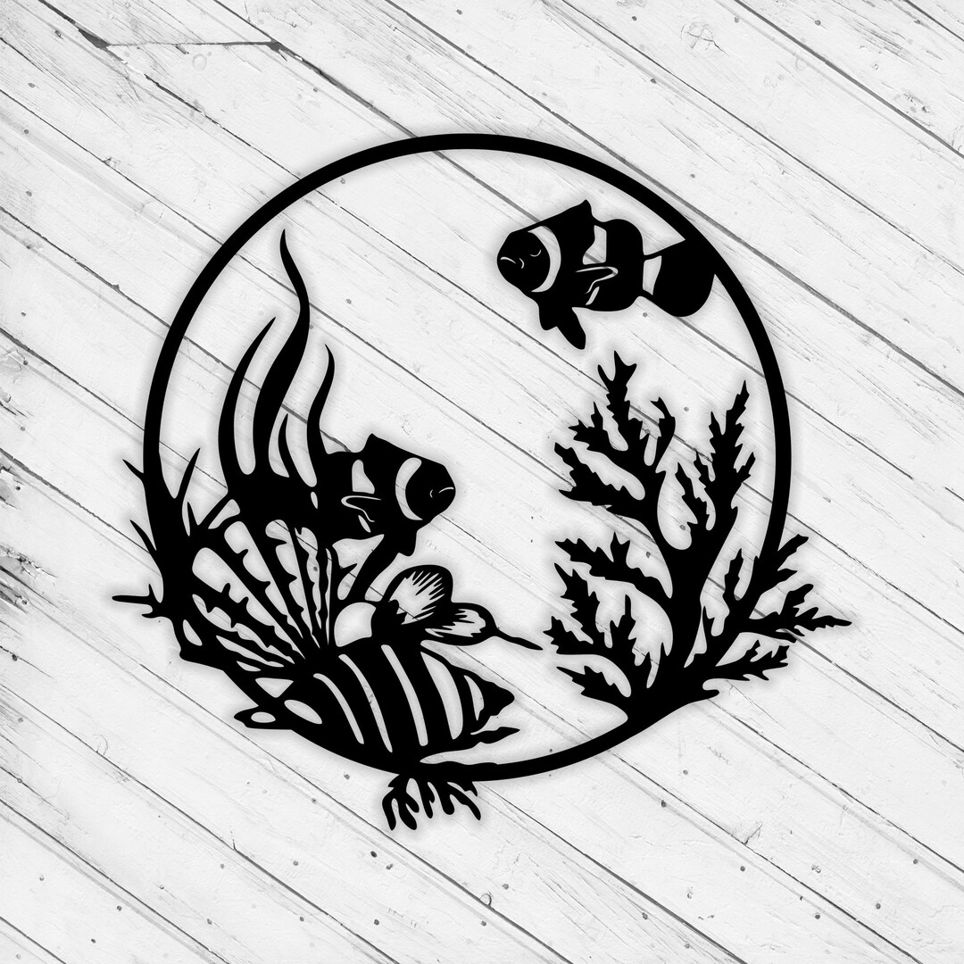 Aquarium Fish Wall Art Decor Laser Cut Dxf Glowforge Svg D1 CNC Router ...