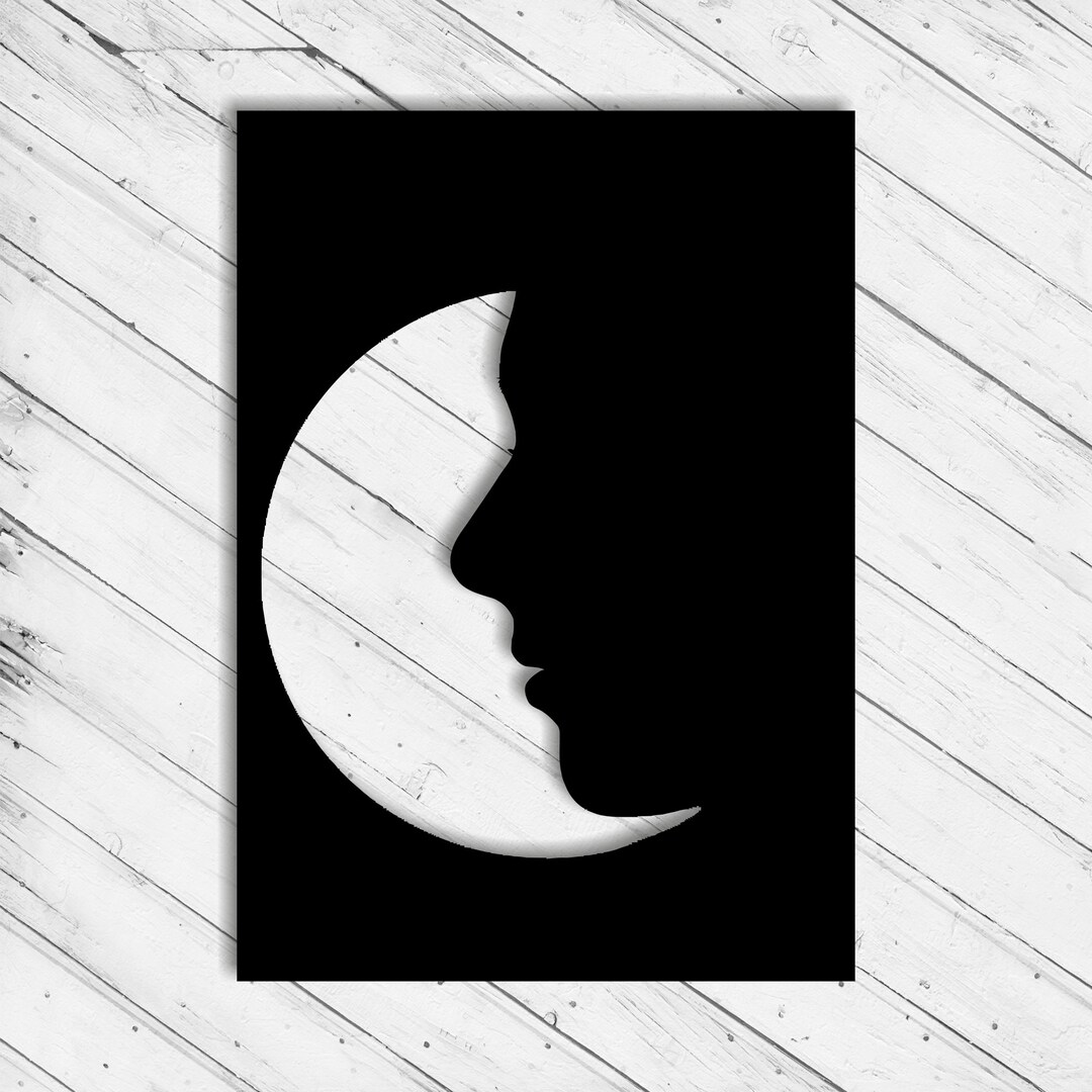 Face With the Moon Decor Laser Cut Dxf Glowforge Svg Tool D1 CNC Router ...