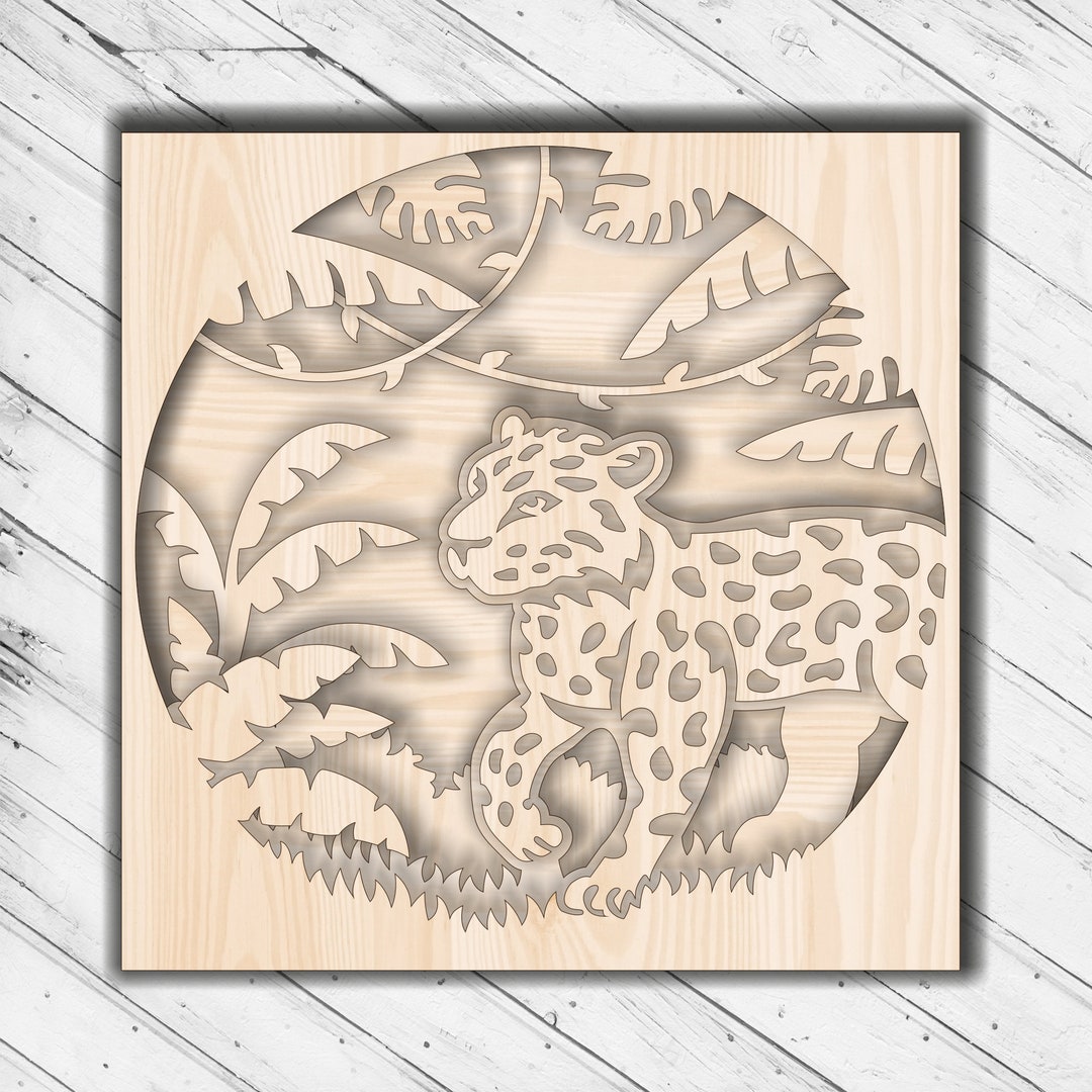 Leopard Laser Cut Dxf Glowforge Svg Xtool File Wall Art CNC Router ...