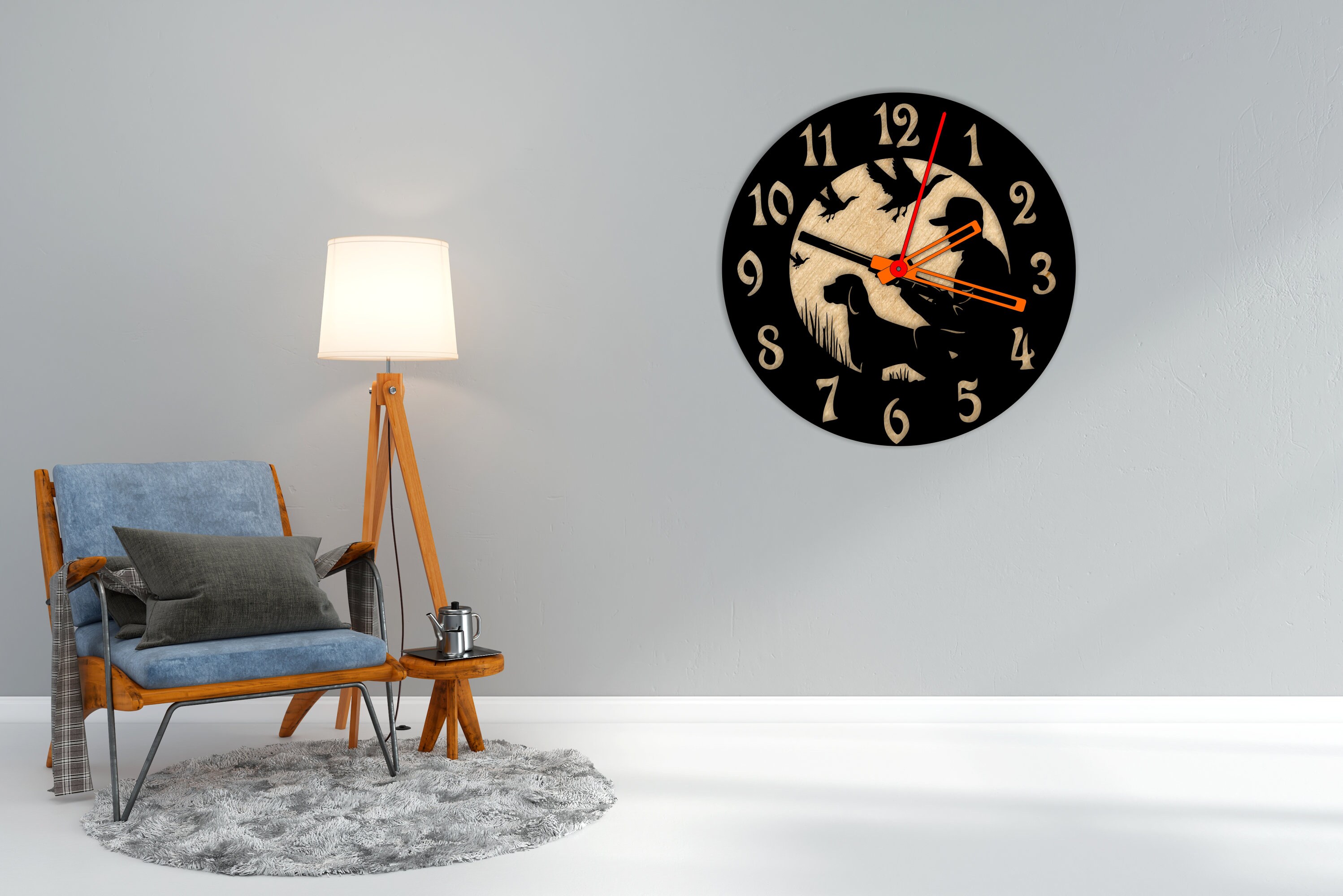Hunting Wall Clock Laser Cut Dxf Glowforge Svg Xtool D1 CNC - Etsy