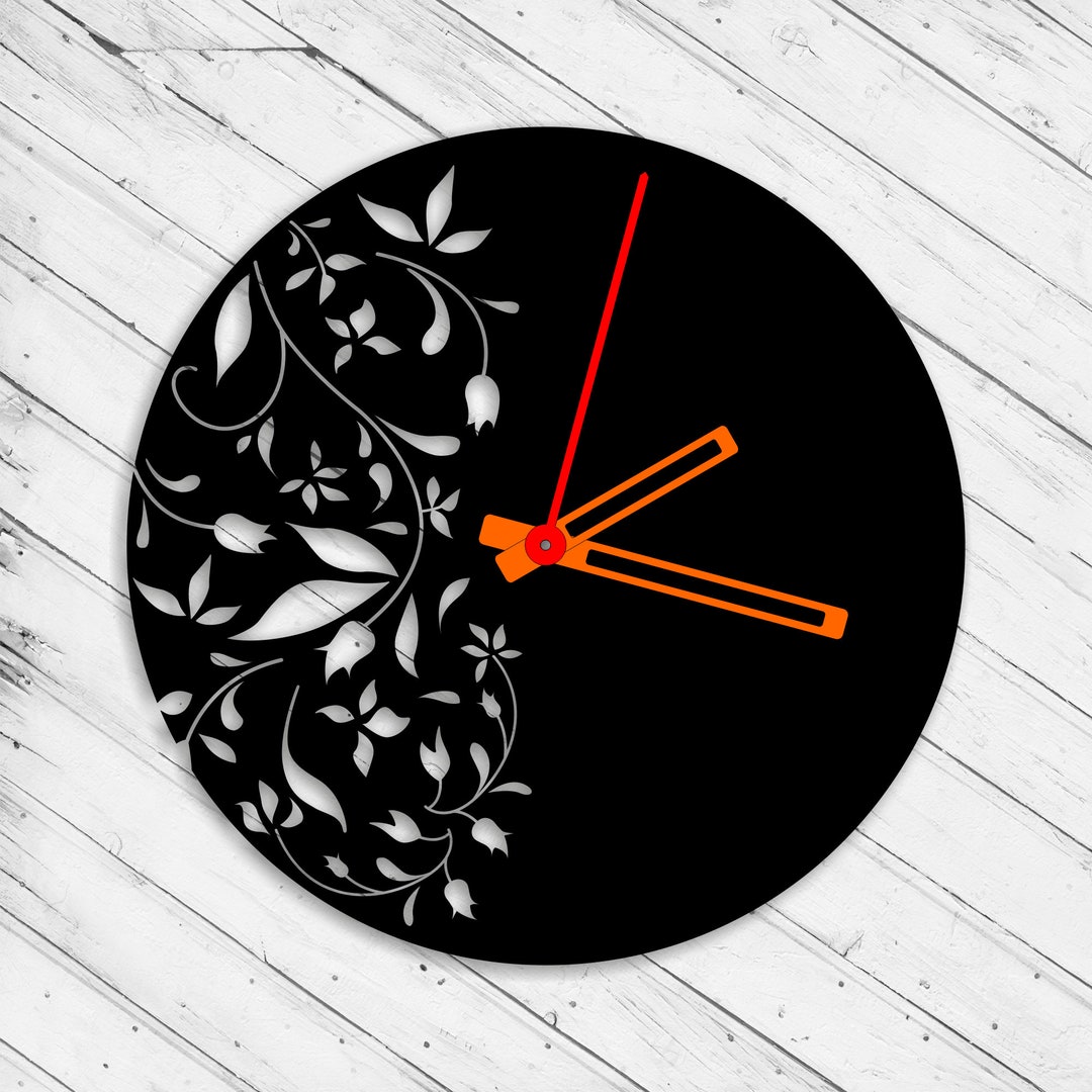 Wall Clock Flowers Laser Cut Dxf Glowforge Svg Xtool D1 CNC Cutting ...