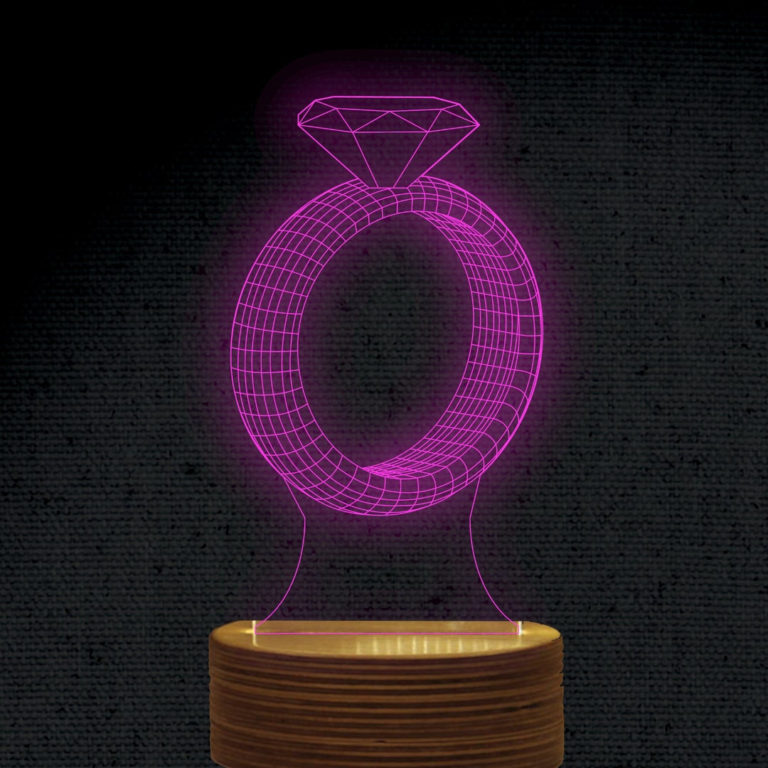 Ring 3D Illusion Acrylic Hologram Night Led Lamp Laser Cut Engraving ...