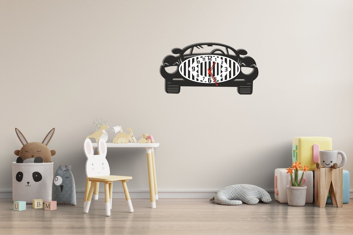 Wall Clock Car Laser Cut Dxf Glowforge Svg Xtool D1 Template - Etsy