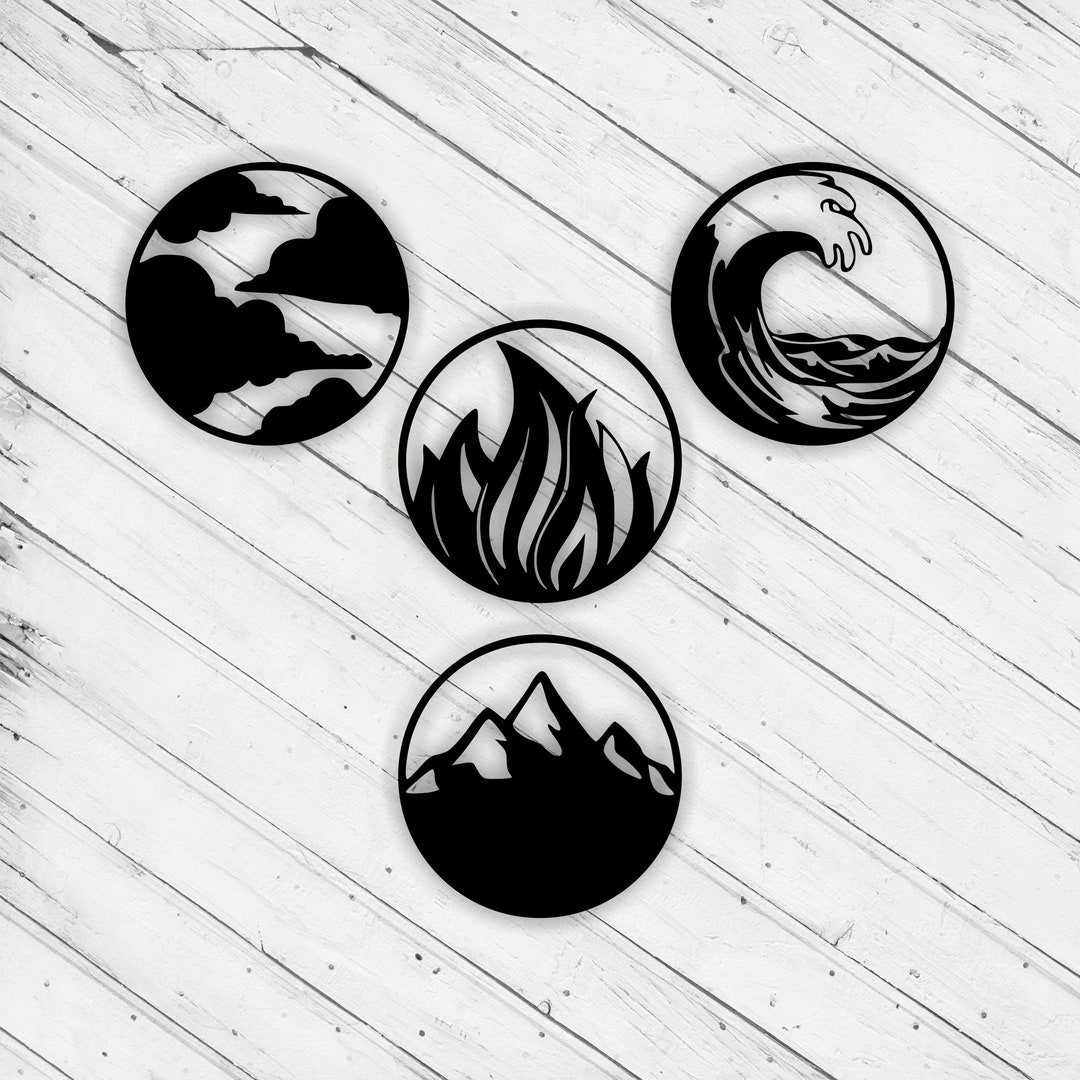 Four Elements Laser Cut Dxf Glowforge Svg CNC Cutting Wall Decor Cricut ...