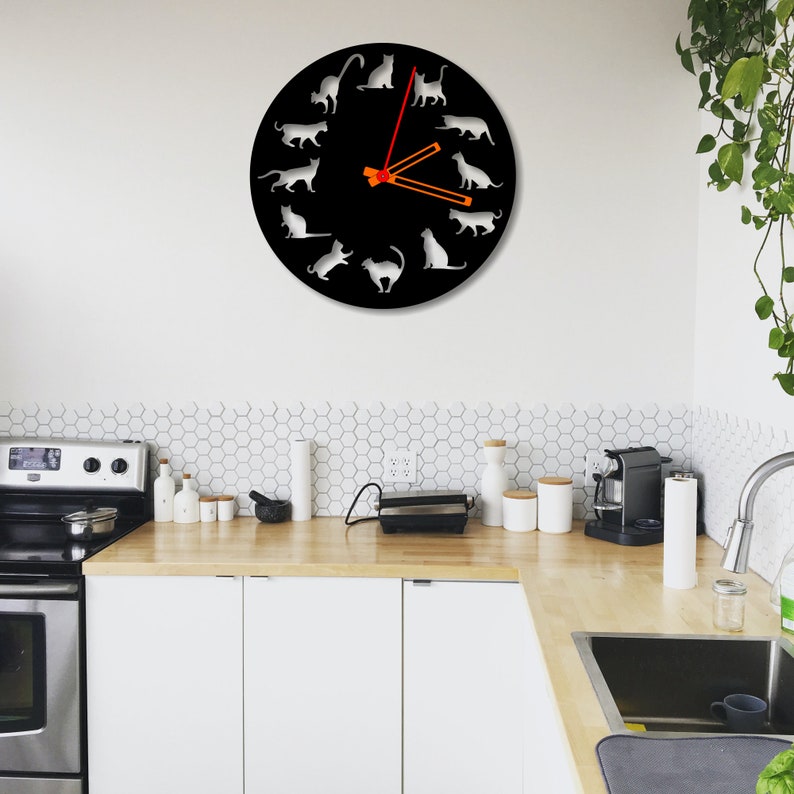 Cat Wall Clock Laser Cut Dxf Glowforge Svg Xtool D1 CNC - Etsy