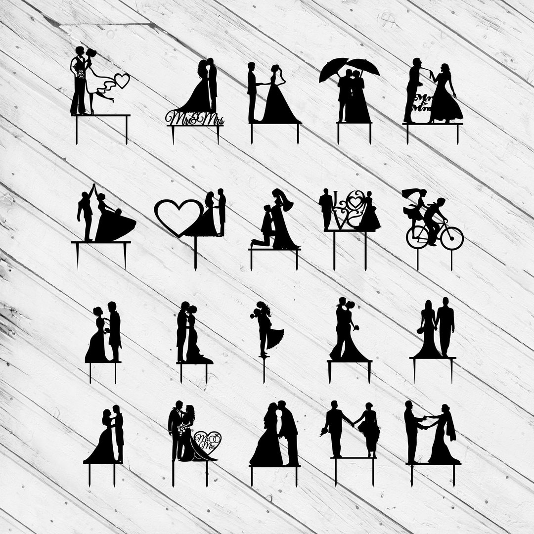 Wedding Cake Topper Bundle Laser Cut Dxf Glowforge Svg File Cricut ...