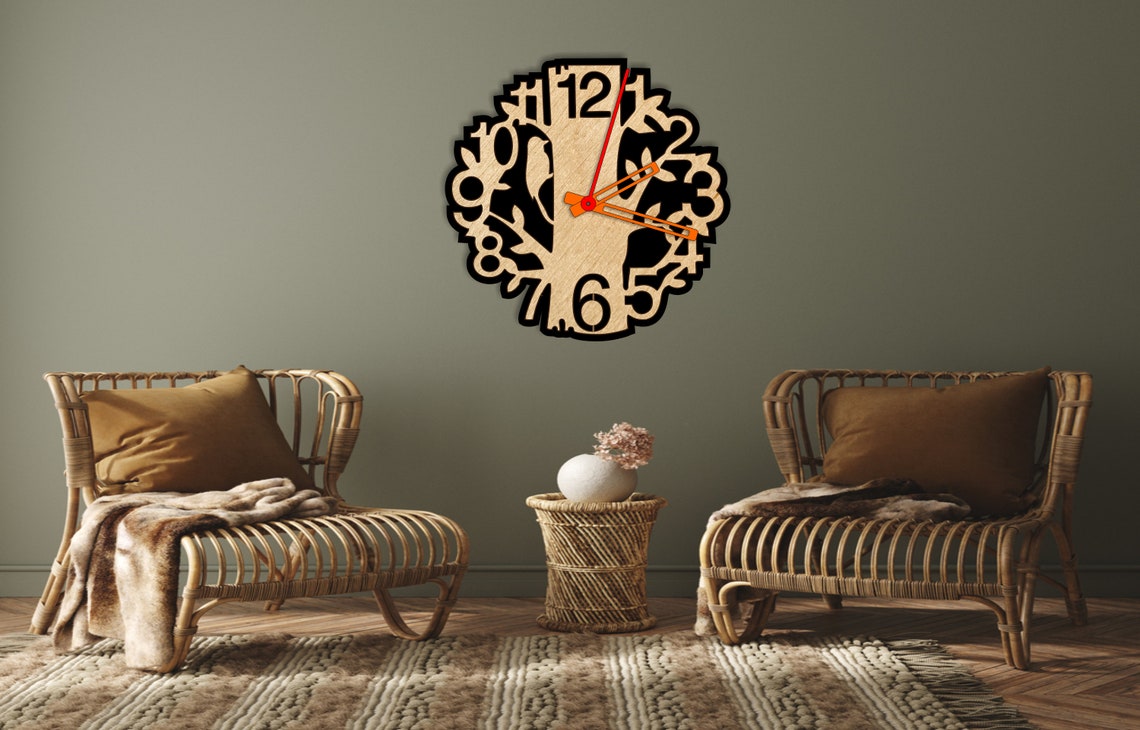 Wanduhr Baum Laser Cut Dxf Glowforge Svg xTool D1 CNC Cutting - Etsy ...