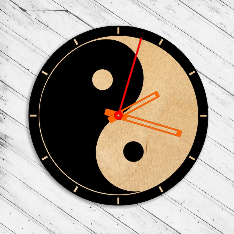 Wall Clock Ying Yang Laser Cut Dxf Glowforge Svg Xtool D1 CNC - Etsy