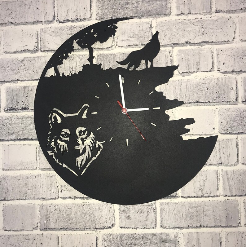 Wolf Wall Clock Laser Cut Dxf Glowforge Svg Xtool D1 CNC - Etsy