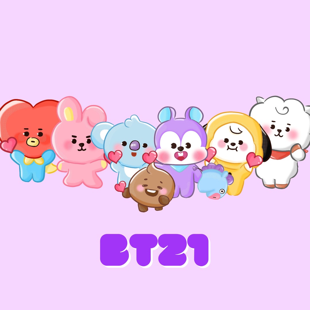 Printable BT21 Stickers Clipart Bundle With New Face of Mang, in PNG ...