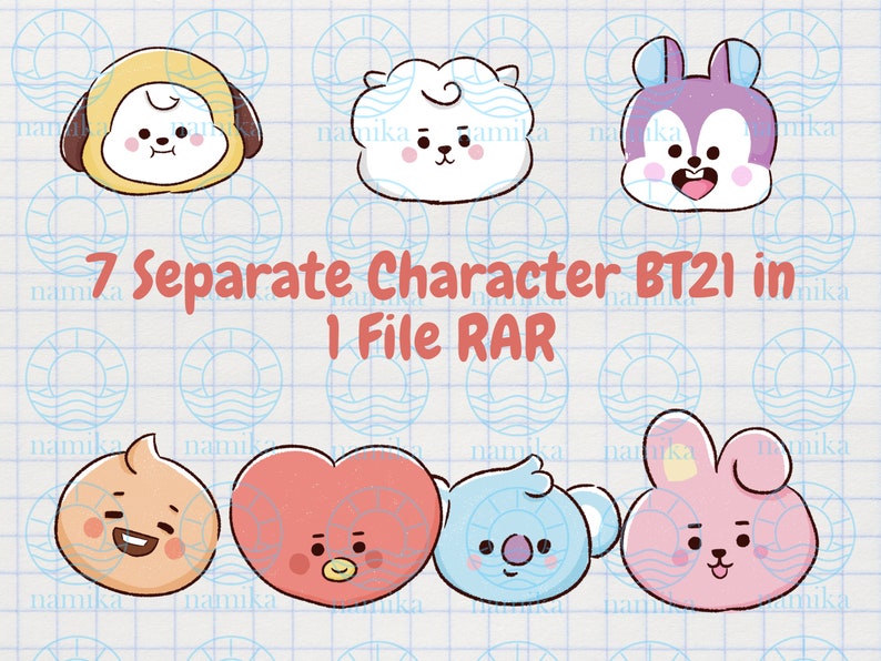 BT21 Cute Head Stickers Easy Use Download and Print - Etsy